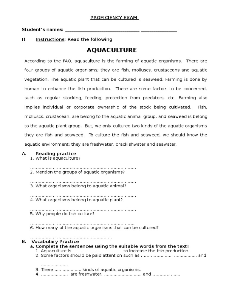 Aquaculture Exam | PDF | Aquaculture | Agriculture
