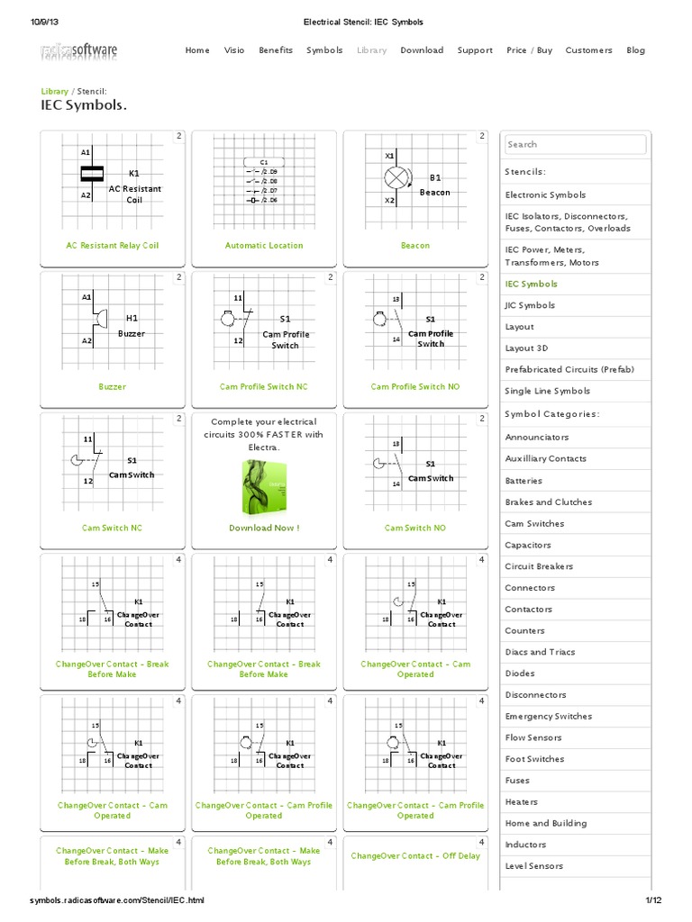 Electrical Stencil - IEC Symbols | PDF | Relay | Switch