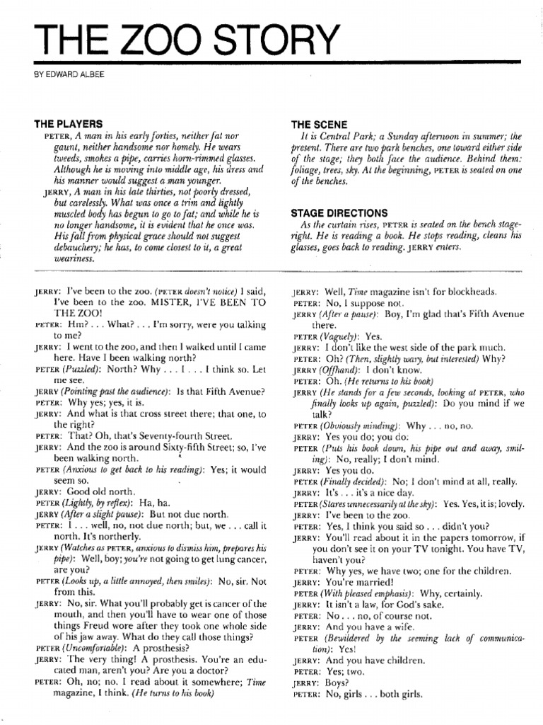 Edward Albee Zoo Story | Download Free PDF | Entertainment (General)