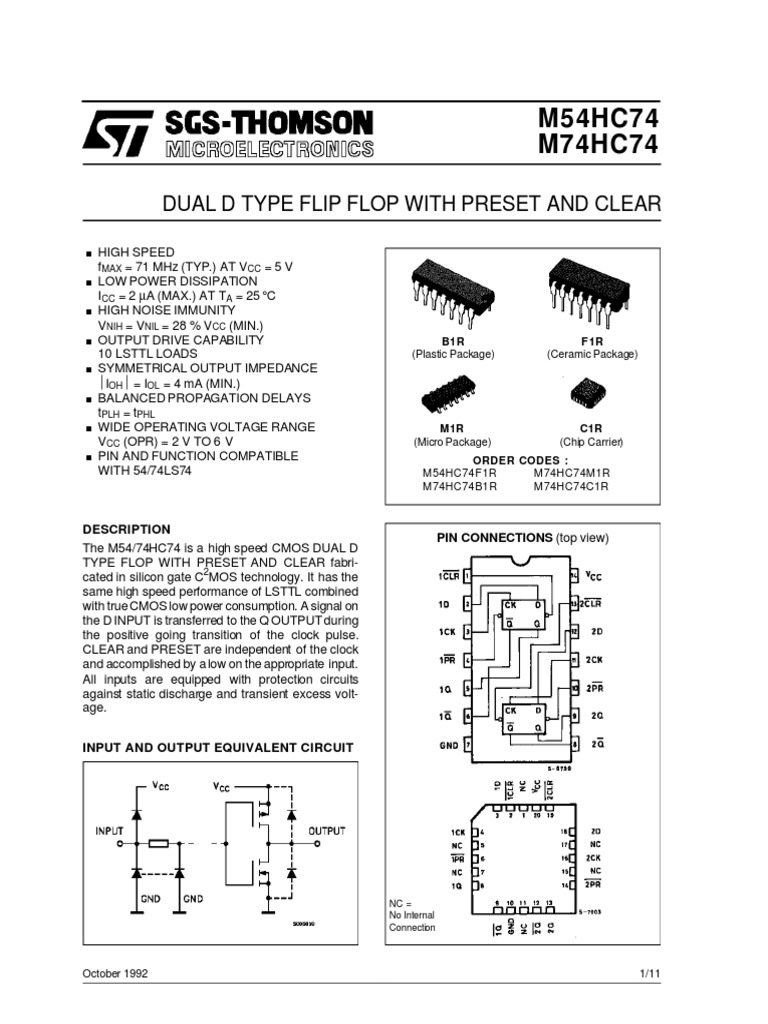 74HC74 | PDF | Cmos | Electrical Engineering