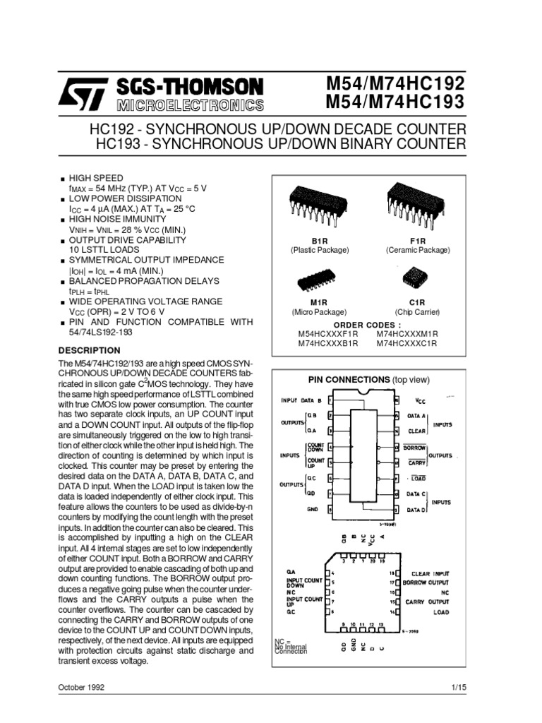 74HC193 | PDF | Electronic Design | Digital Technology