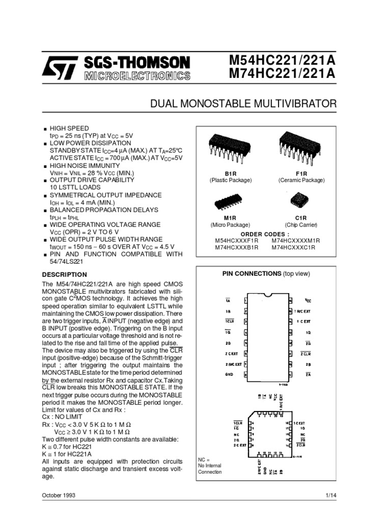 74HC221 | PDF | Capacitor | Diode