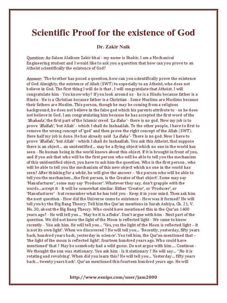 Scientific Evidence for God's Existence | PDF | Existence Of God | Allah