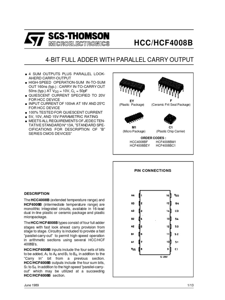 HCF4008 | PDF | Parameter (Computer Programming) | Electrical Engineering
