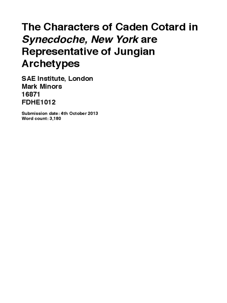 The Characters of Caden Cotard in Synecdoche New York Are ...