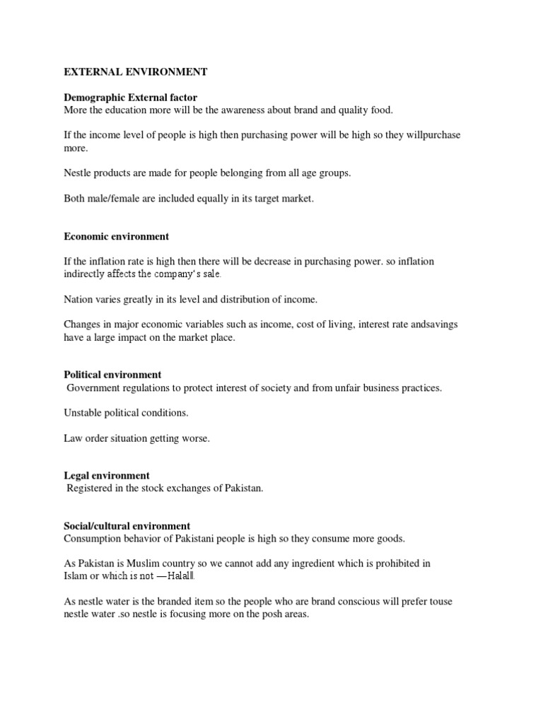 Nestlé's Market and Environmental Analysis | PDF | Labour Economics ...