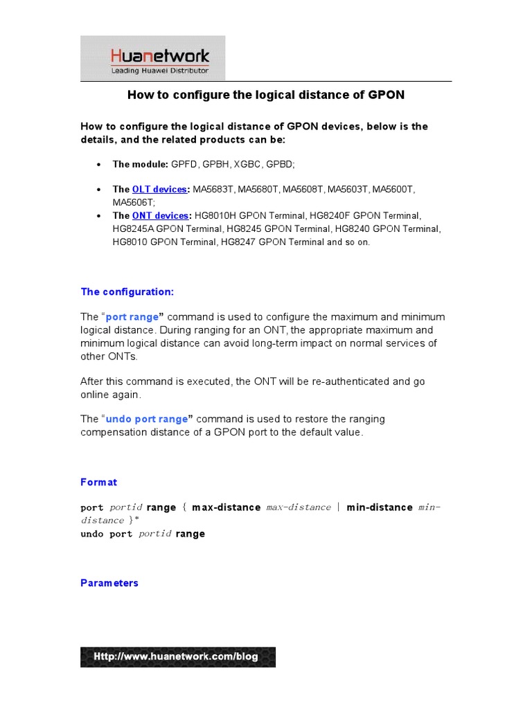 How To Configure The Logical Distance of GPON | PDF | Physical Layer Protocols | Computer Networking