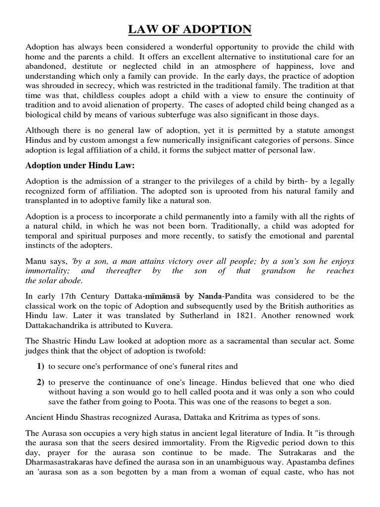 Law of Adoption | PDF | Adoption | Legal Guardian