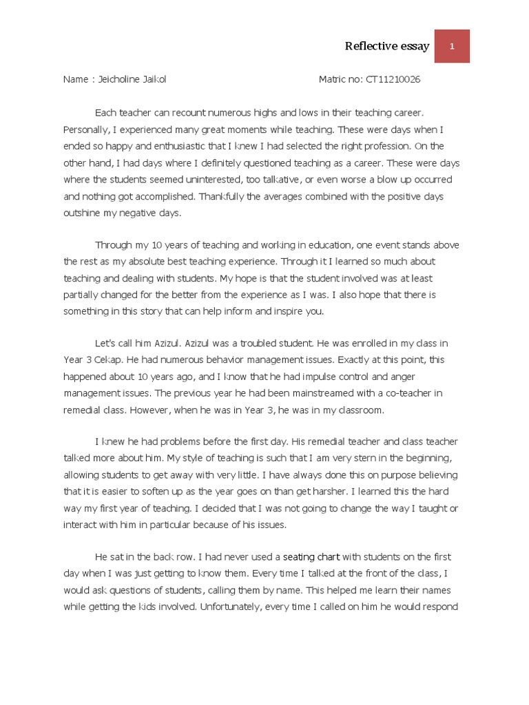 Reflective Essay | PDF | Motivation | Motivational