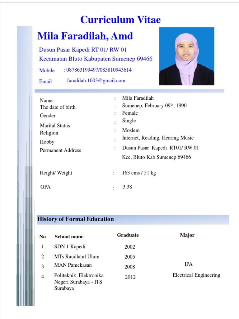 Cv. Mila Faradilah - Copy1 | PDF | Computing | Software