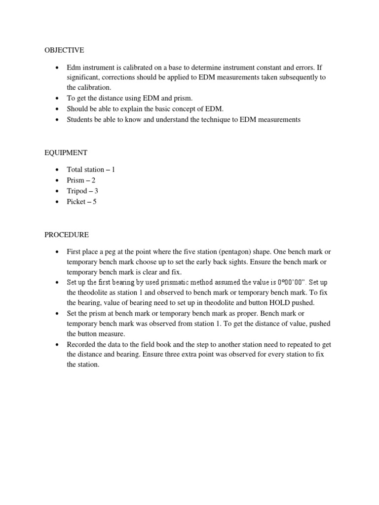 EDM (Survey Camp) | PDF | Surveying | Scientific Observation