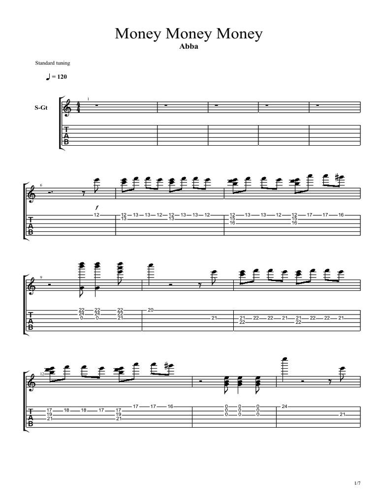 Guitar Tab for "Money Money Money" | PDF