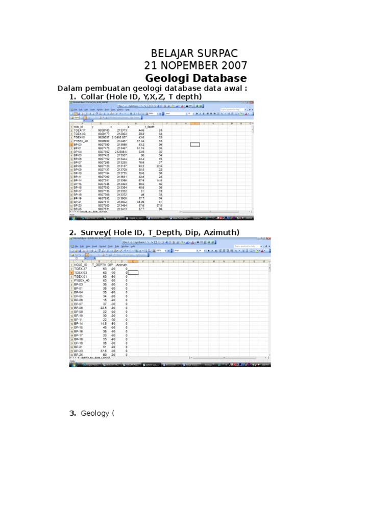 Belajar Surpac Geologi Database | PDF | Komputer