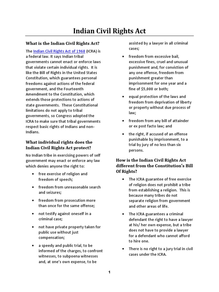 Indian Civil Rights | PDF | Government | Justice