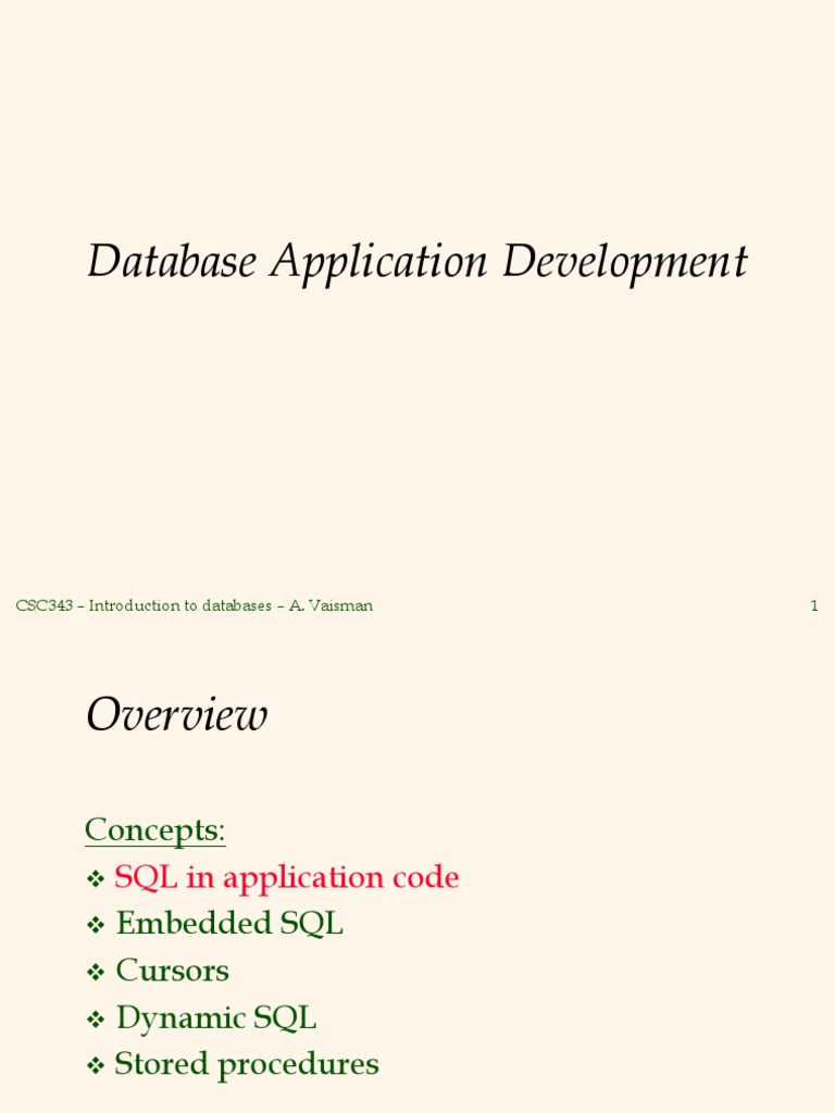 An Overview Of Database Application Development Techniques Including Sql In Application Code