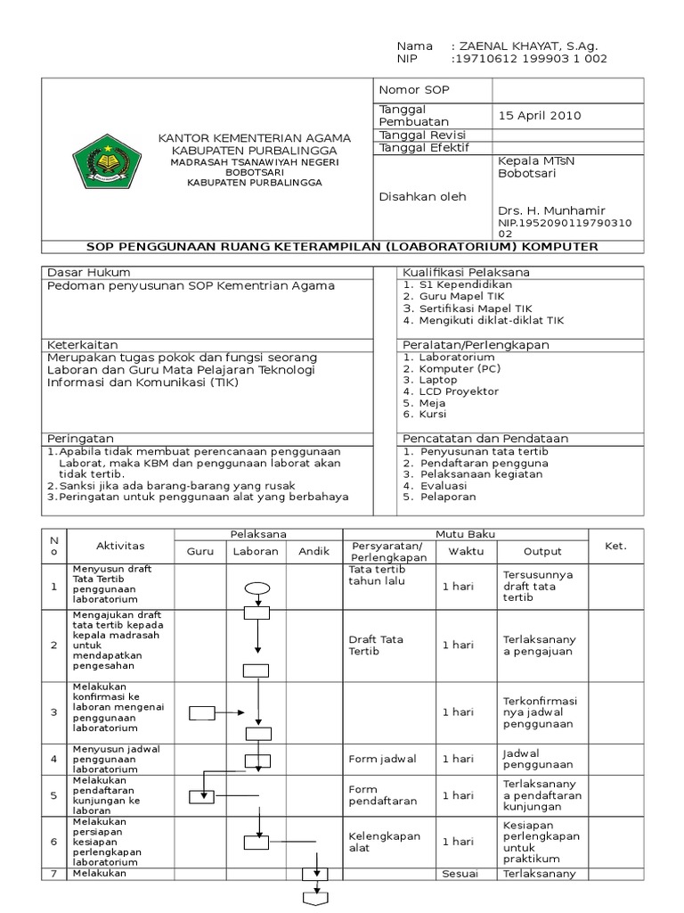 Sop Laborat Komputer | PDF