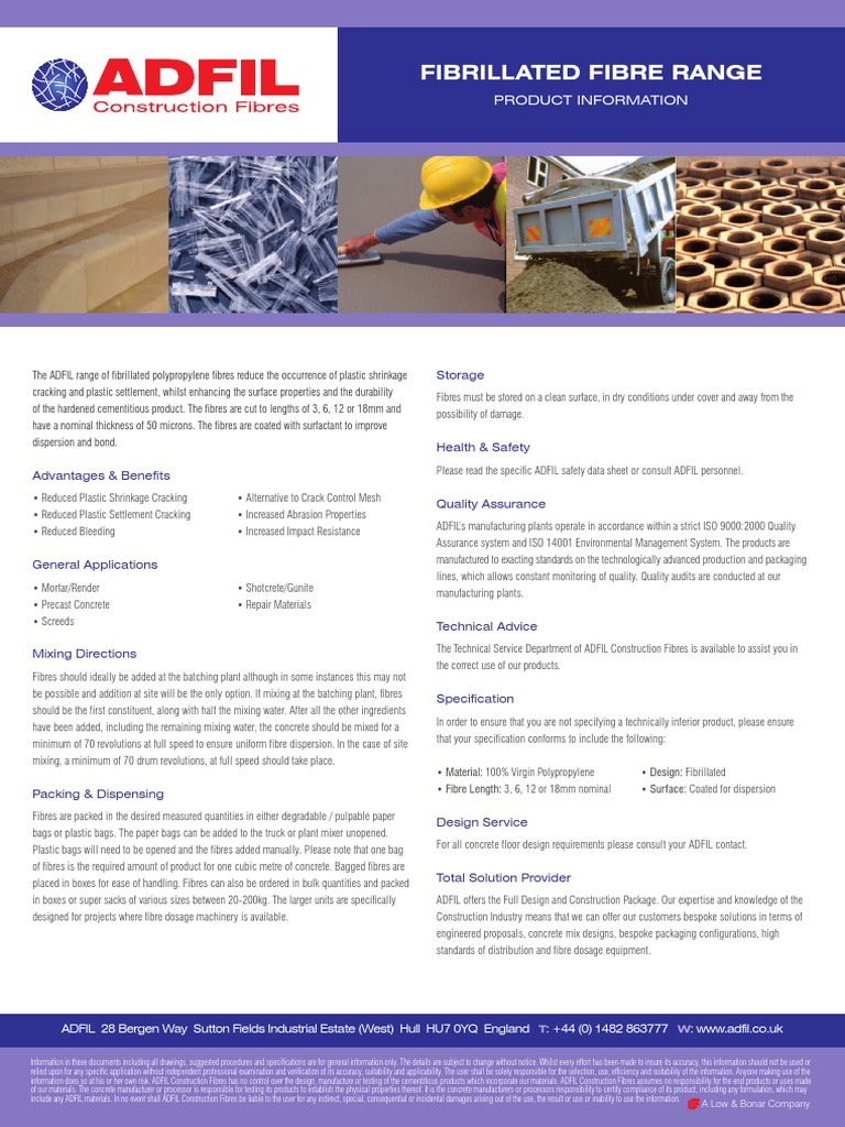 Fibrillated Fibre Range Product Information | PDF | Specification ...