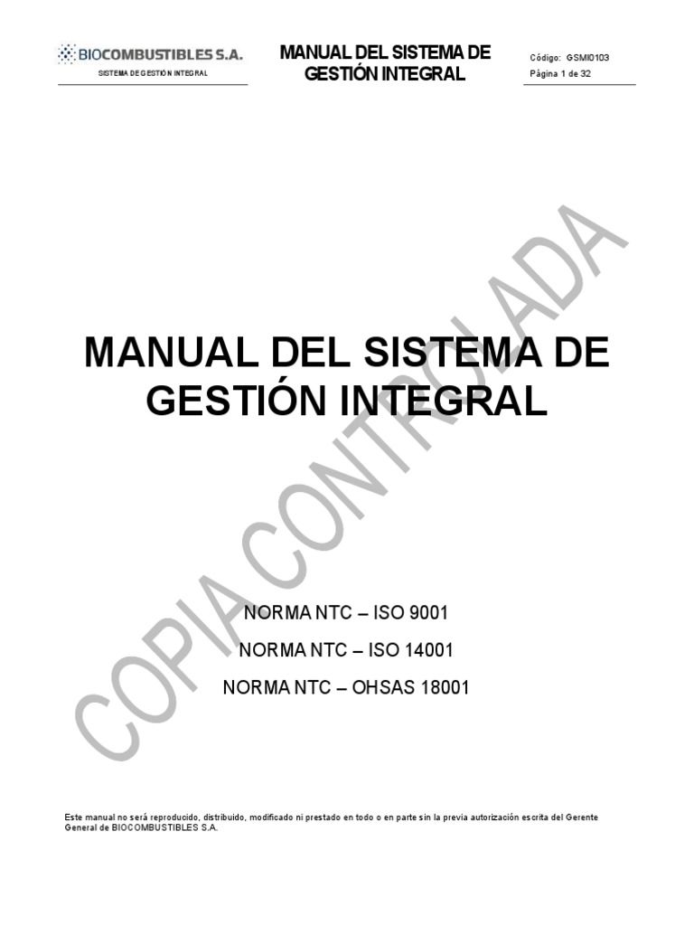 Gsmi01 Manual Del Sistema De Gestion Integral Descargar Gratis Pdf