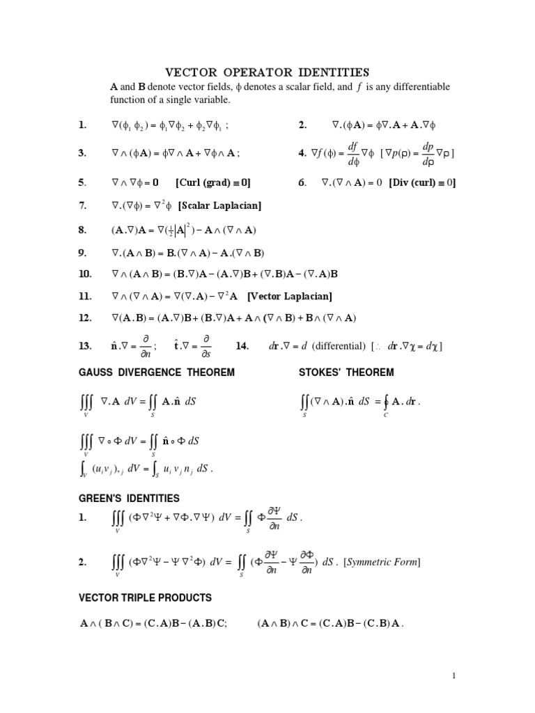 Vector Operator Identities: D DF F D DP P | PDF