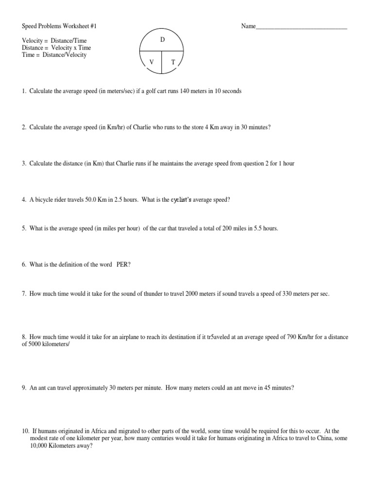 Speed and Acceleration Worksheet | PDF | Speed | Acceleration