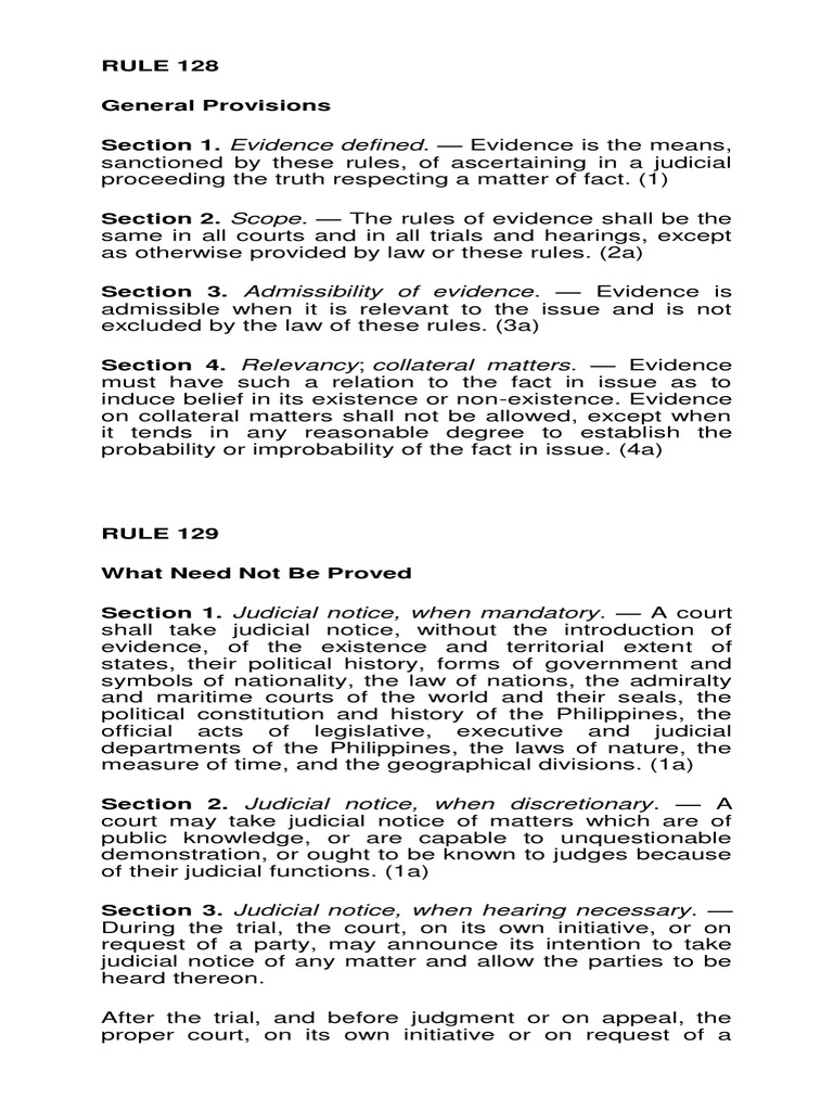 Codal Evidence | PDF | Judicial Notice | Evidence (Law)