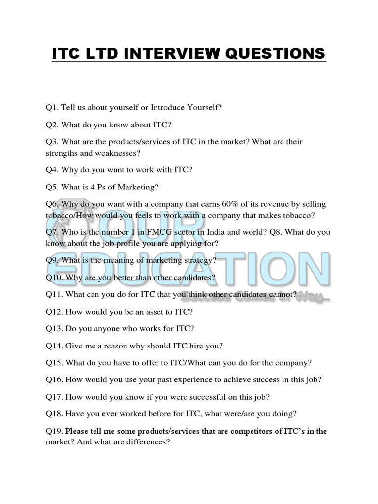 Itc LTD Interview Questions | PDF