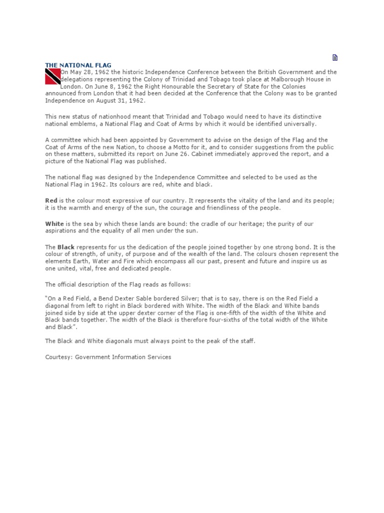 National Symbols of Trinidad and Tobago | PDF | Trinidad And Tobago ...