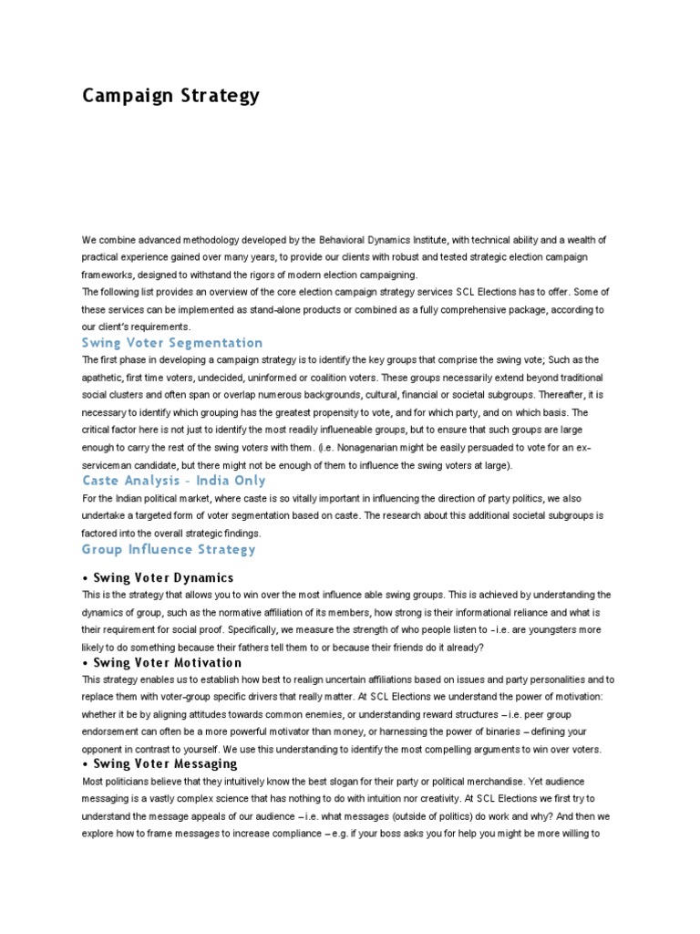 Campaign Strategy | PDF | Fundraising | Political Campaigns
