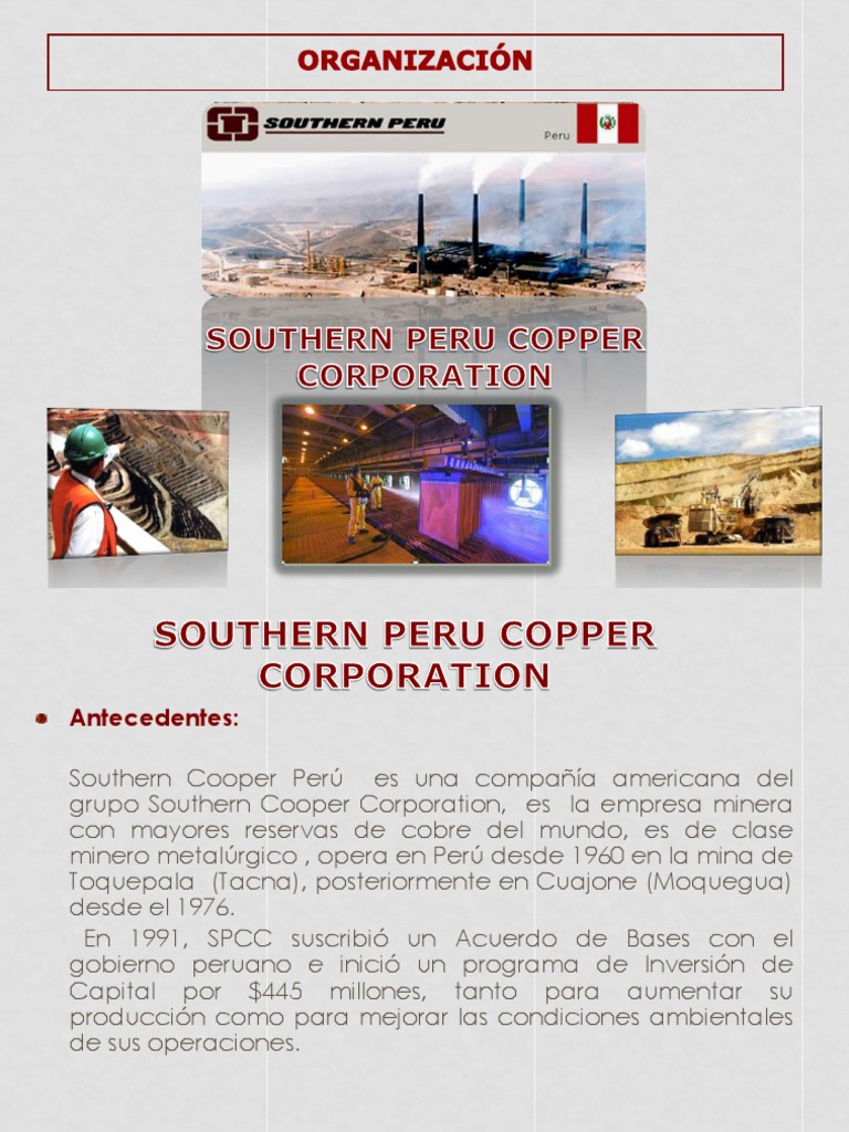 Southern Peru Copper Corporation: Historia y Operaciones | PDF | Cobre ...