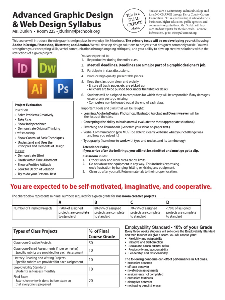 Advanced Graphic Design & Web Design Syllabus: You Are Expected To Be Self-Motivated ...