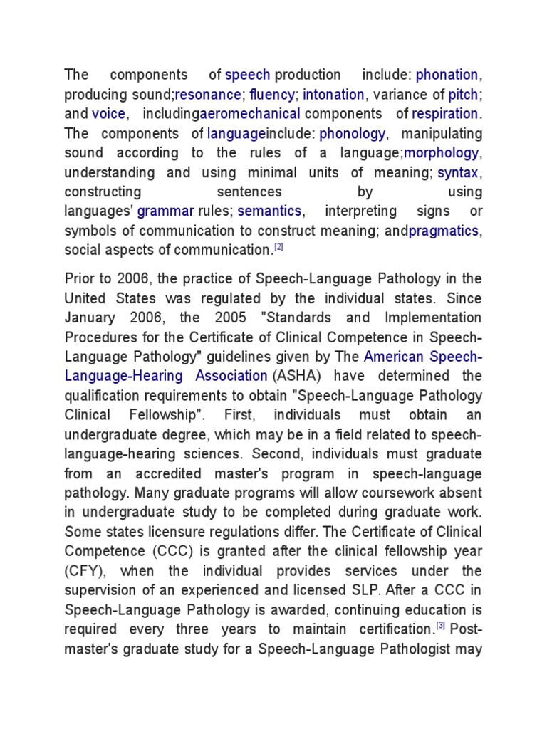 Components of Speech-Language Pathology | PDF