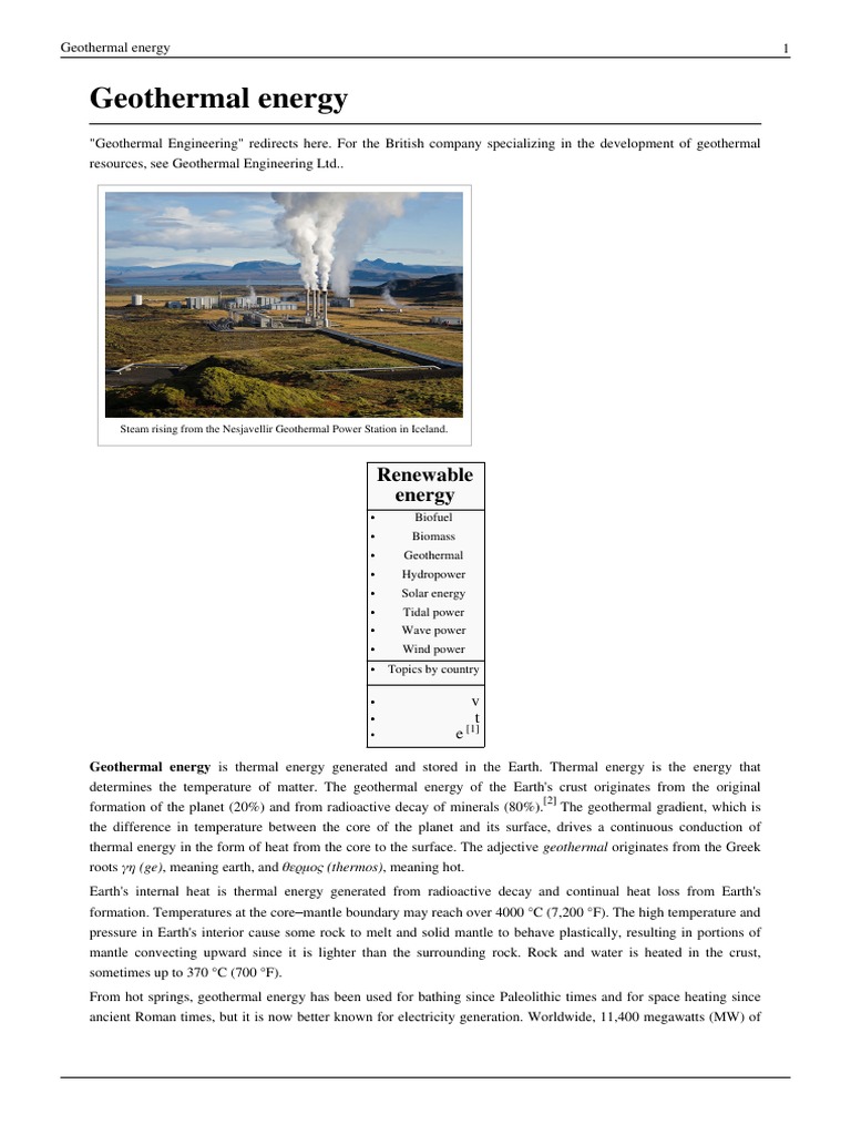 Geothermal Energy | PDF | Geothermal Energy | Sustainable Technologies