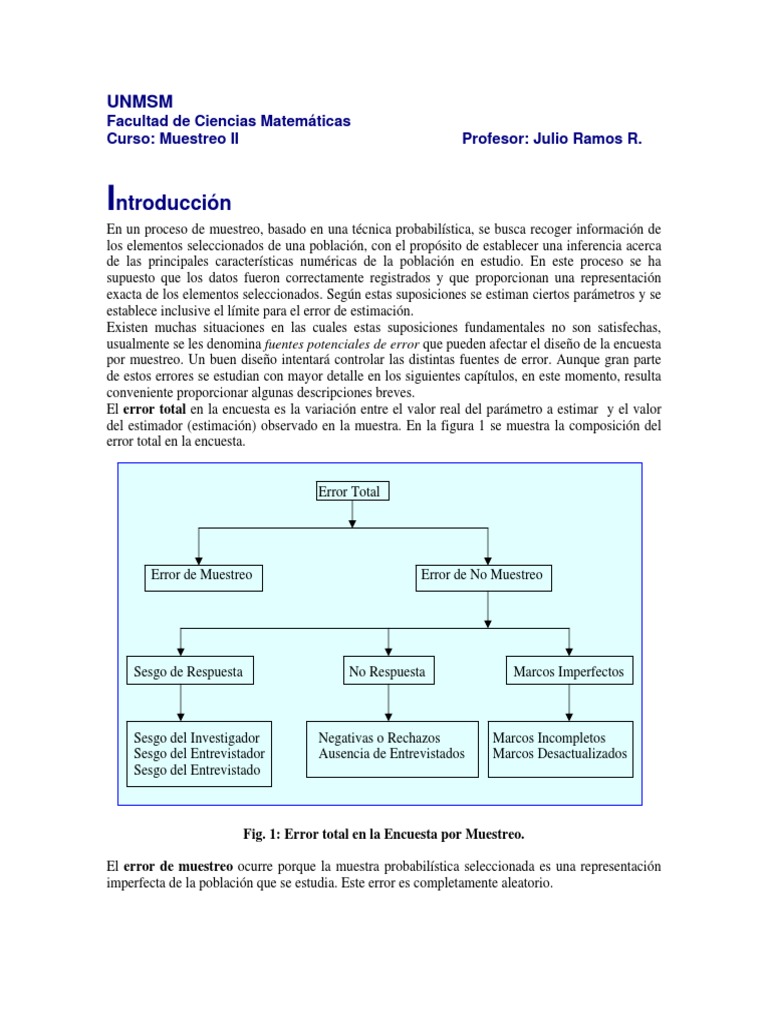 Error No Muestral | Estimador | Muestreo (Estadística)