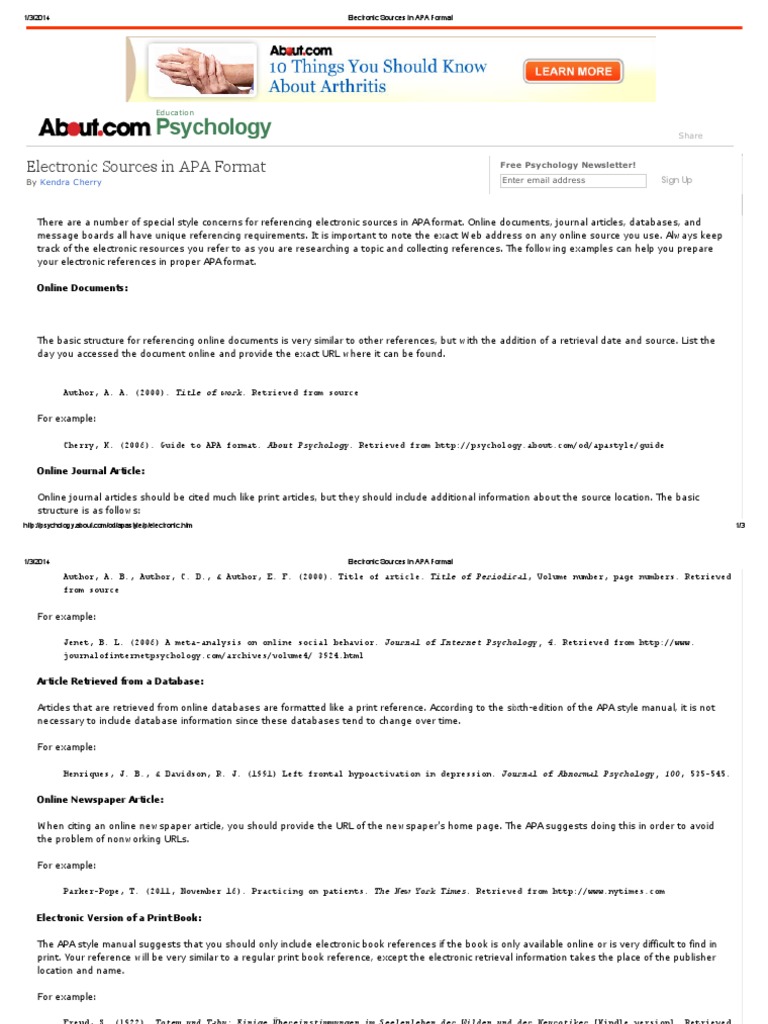 Electronic Sources in APA Format | Download Free PDF | Apa Style ...