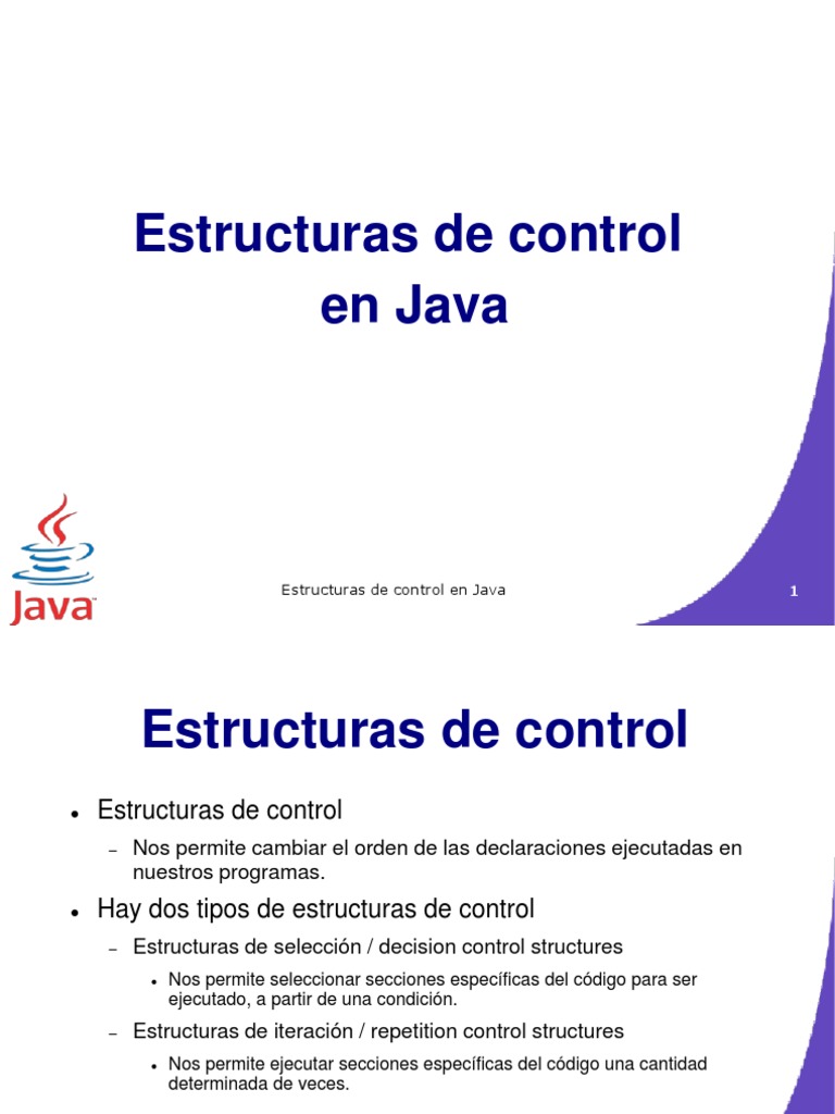 Estructura de Control en Java | PDF | Flujo de control | Java (lenguaje de programación)