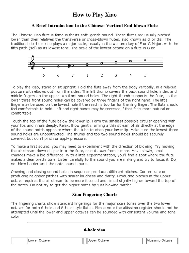 How To Play Xiao - Lesson 1 | PDF | Flute | Pitch (Music)
