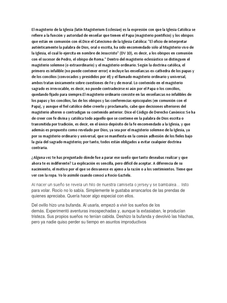 Tipos y función del magisterio católico | PDF | Iglesia Católica ...