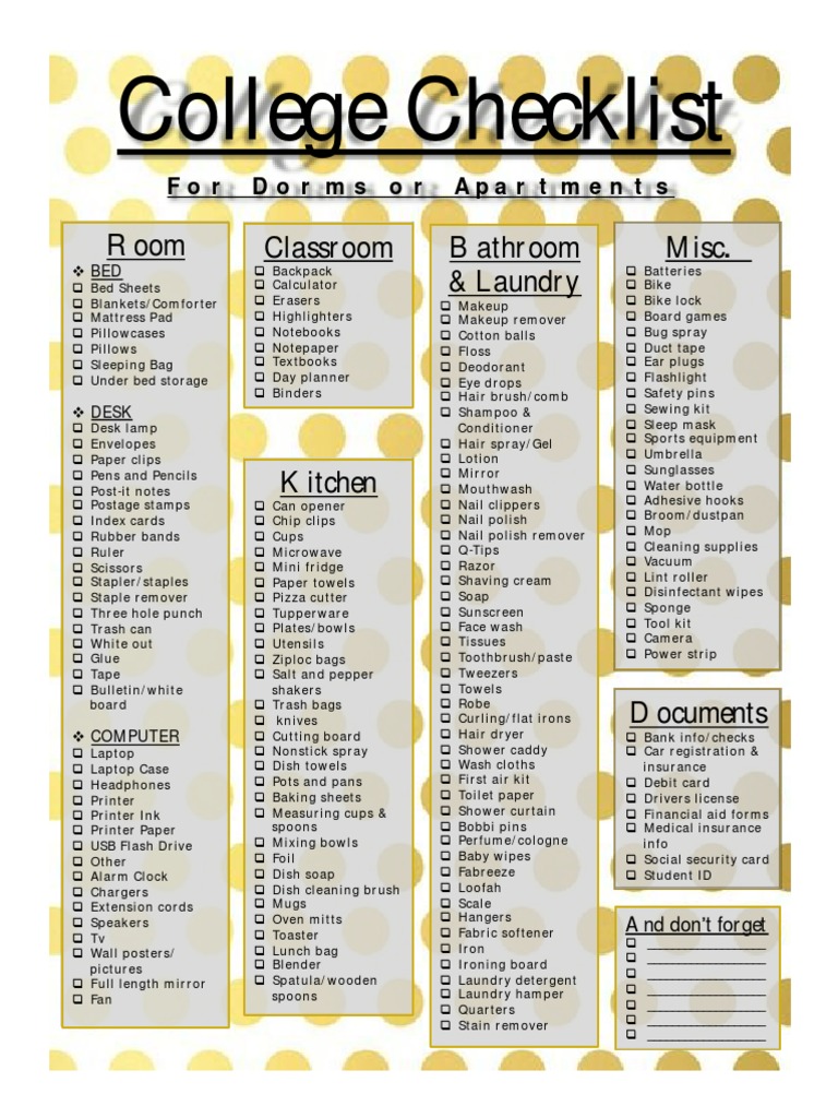 Essential College Packing Checklist | PDF | Poetry