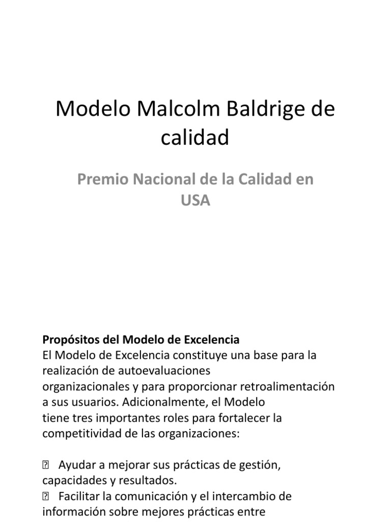 Modelo Malcolm Baldrige de Calidad | PDF | Planificación | Conocimiento ...