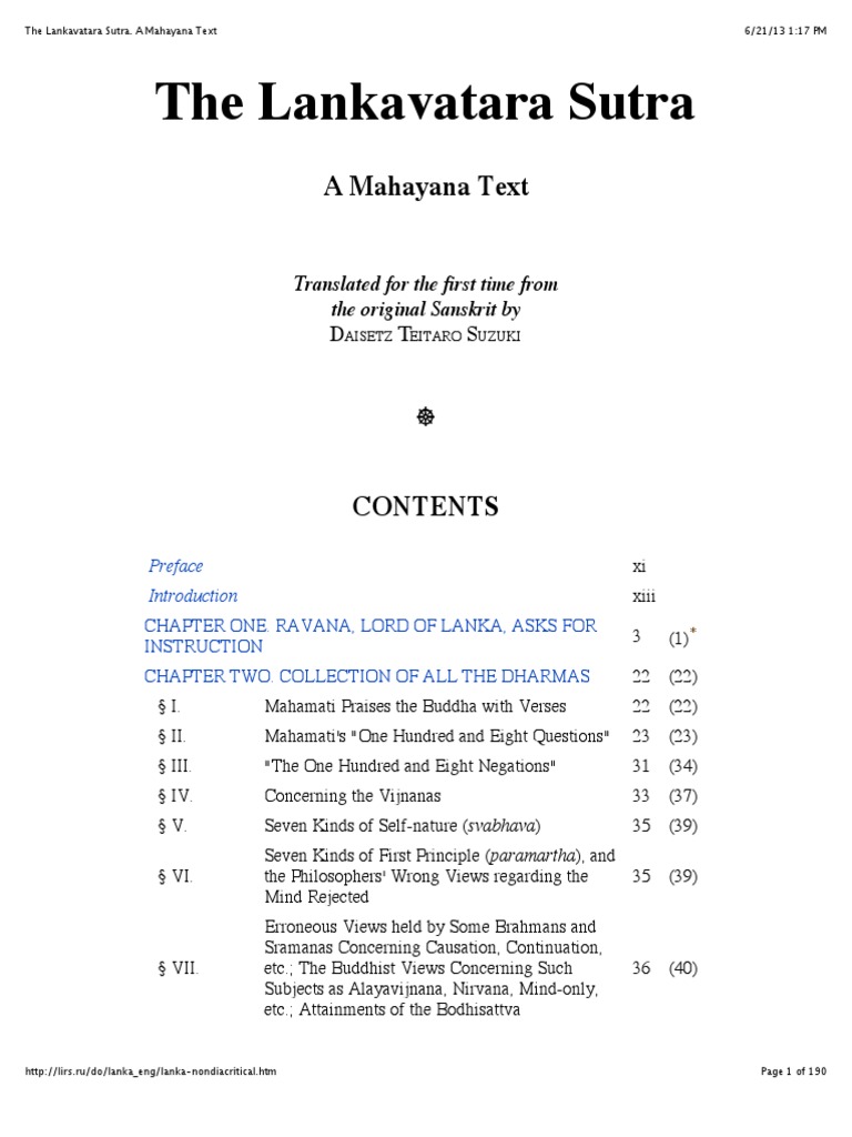 The Lankavatara Sutra. A Mahayana Text | PDF | Mahayana | Buddha Nature