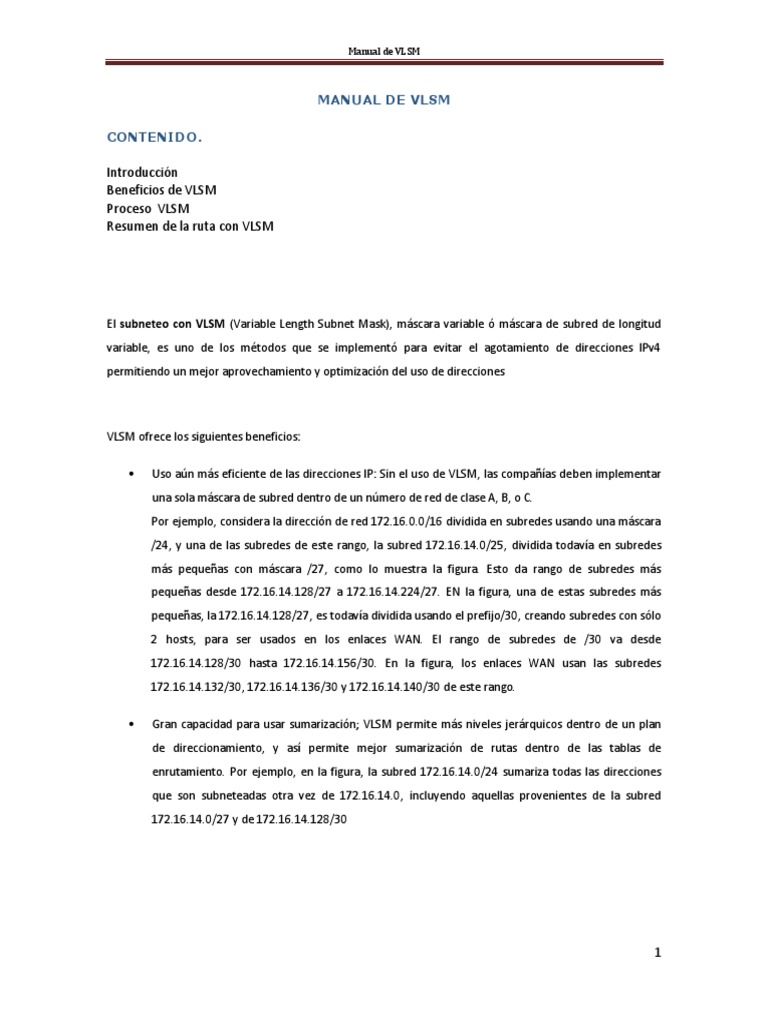 Manual VLSM | PDF | Enrutador (Computación) | Dirección IP