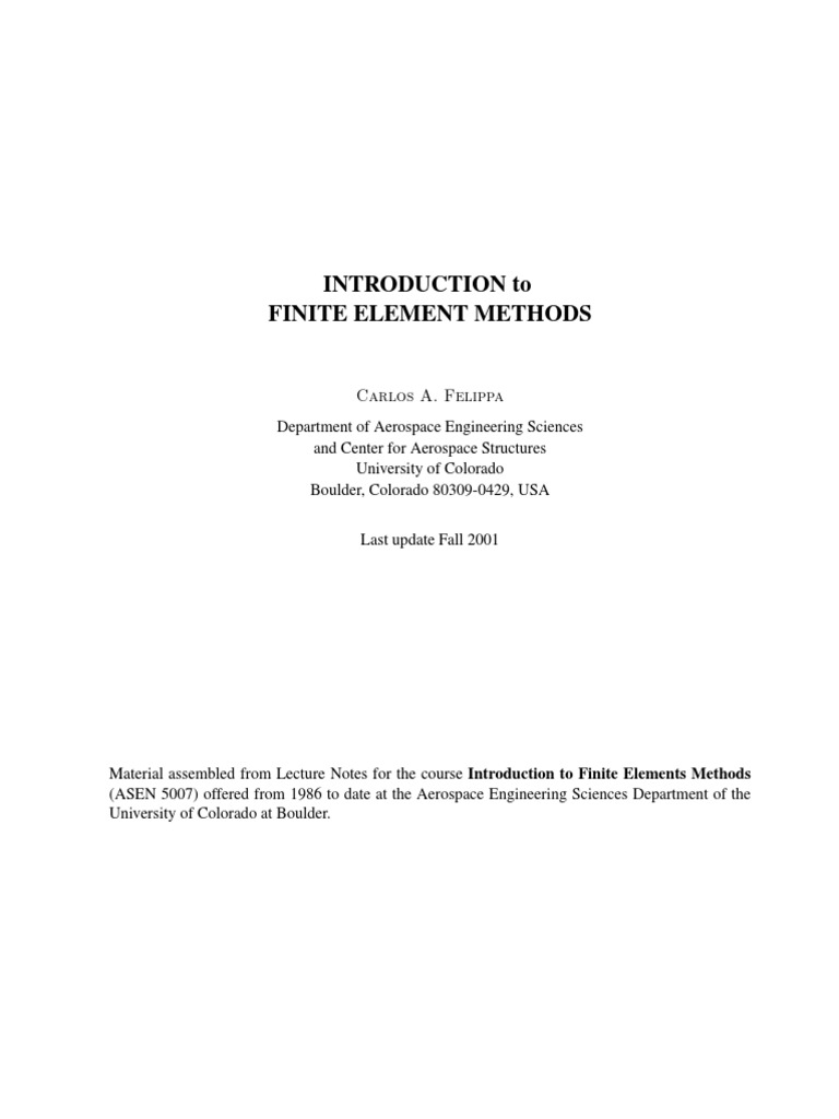 Ebook PDF Felippa Introduction To Finite Element Methods | PDF | Finite Element Method | Mechanics
