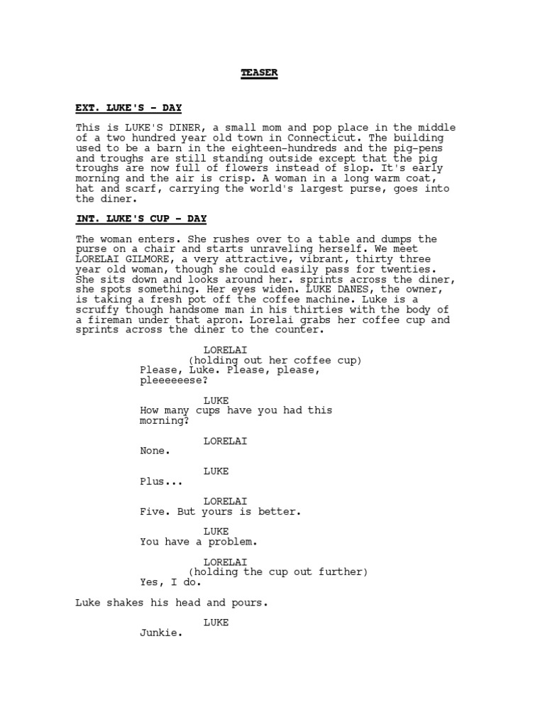 Gilmore Girls 1x01 - Pilot | PDF | Lorelai Gilmore