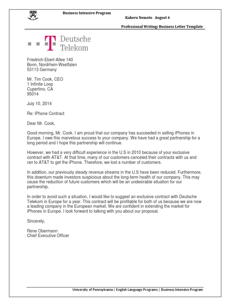 Business Letter Template for iPhone Contract | PDF | Business