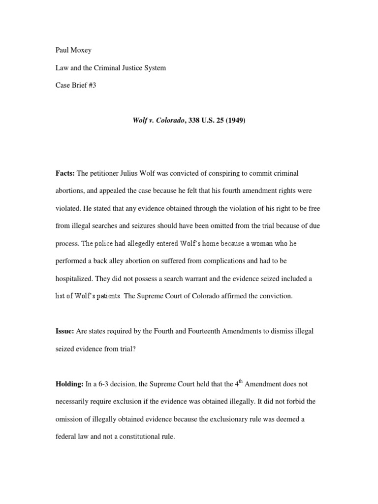 Wolf v. Colorado Case Summary | PDF