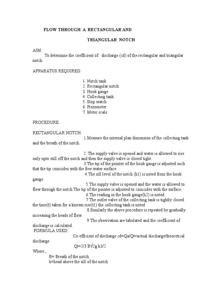 Flow Through Notch | PDF | Discharge (Hydrology) | Physics