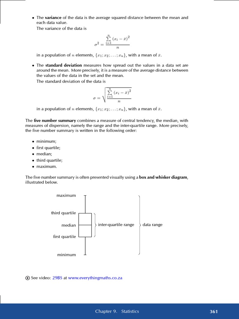 361 Chapter 9. Statistics: 29BS WWW - Everythingmaths.co - Za | PDF