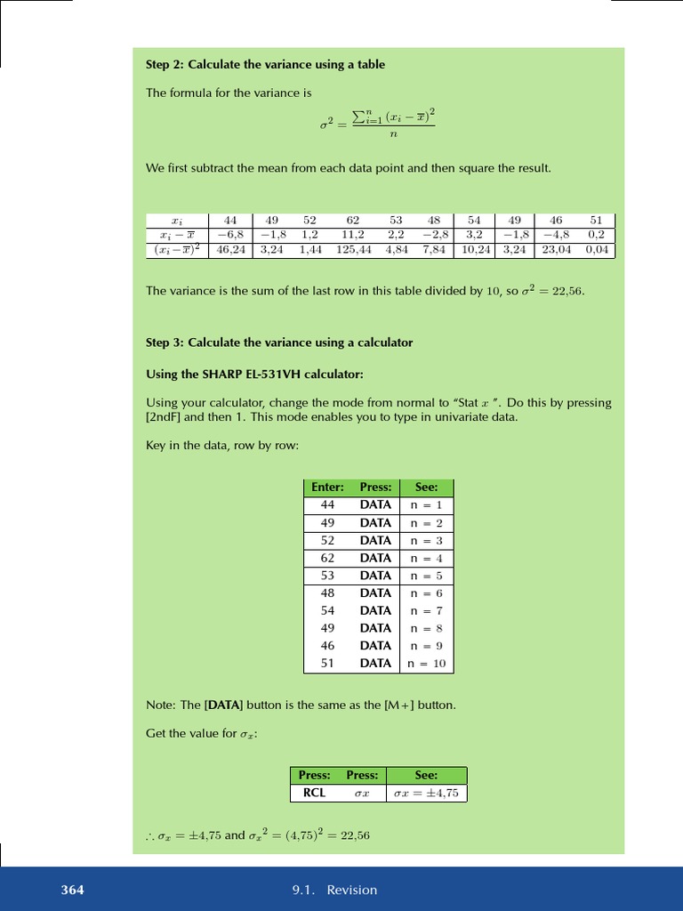 Calculate Variance: Step-by-Step Guide | PDF | Variance | Mathematical ...