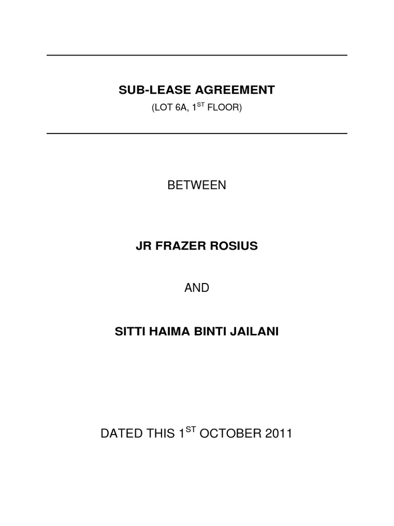 Sub - Lease Agreement | PDF | Leasehold Estate | Real Property Law