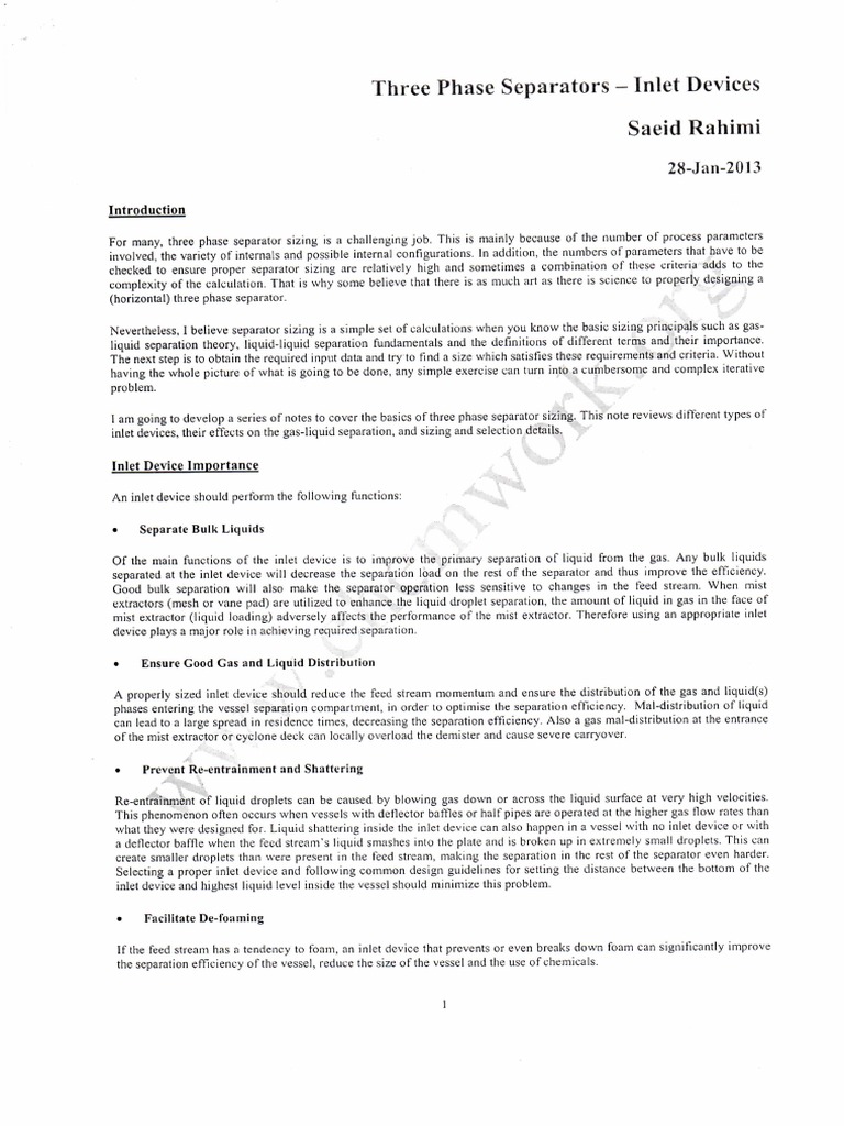 Inlet Devices for Three Phase Separators | PDF | Hvac | Control System